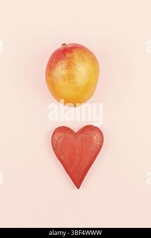 Mango fruit in creative conceptual top view flat lay composition with ...