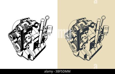 Wankel rotary engine stylized vector illustrations Stock Vector Image ...