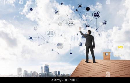 Social communication and networking. Mixed media Stock Photo - Alamy