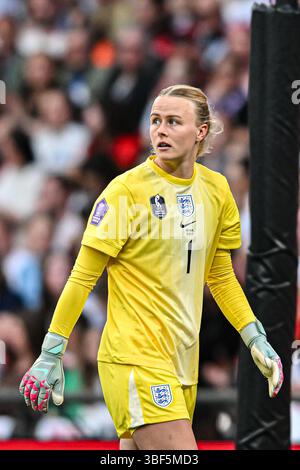 England goalkeeper Hannah Hampton in action during the UEFA Women's ...