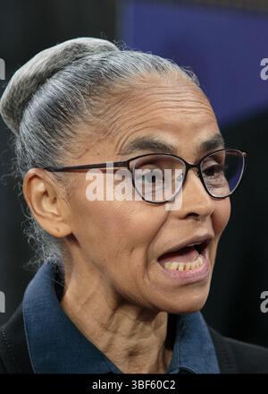 Marina Silva, Brazil environment minister, center right, poses for a ...