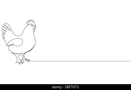 Elegant Line Art A Single Line Depicting a Chicken in Profile, Single ...