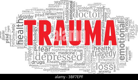 Trauma word cloud conceptual design isolated on white background Stock ...