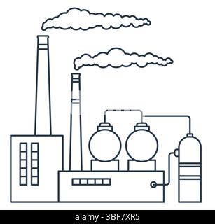 vector drawing silhouette of industrial factory Stock Vector Image ...