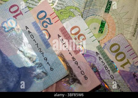 In this photo illustration, the Georgian lari banknotes are seen ...