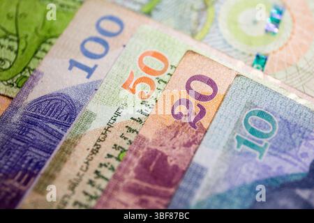 In this photo illustration, the Georgian lari banknotes are seen ...