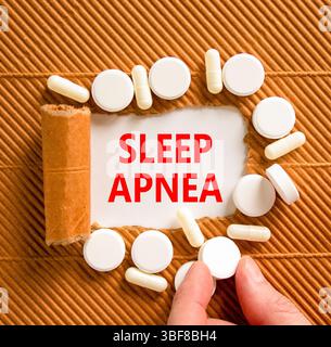 Sleep apnea symbol. Concept words Sleep apnea on beautiful wooden ...