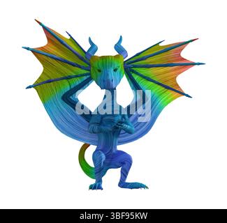 3D rendering of a green fantasy dragon isolated on white background ...