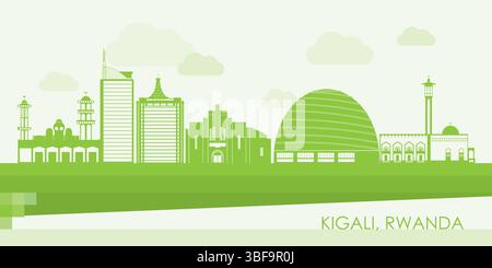 Outline Skyline panorama of city of Kigali, Rwanda - vector ...