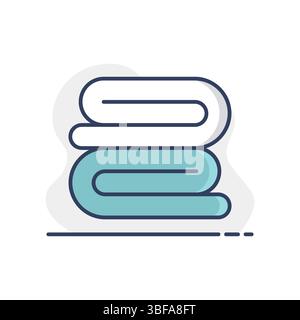 Stack of folded bath towels or napkins vector isolated icon. Hotel sign ...