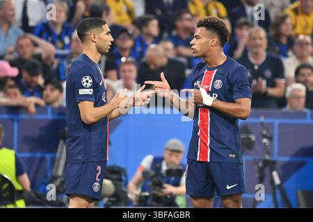 from left Achraf Hakimi (PSG), Alejandro Grimaldo, Edmond Tapsoba ...