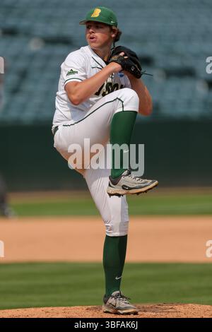 May 31, 2025: North Dakota State short stop Jake Schaffner (4) releases ...