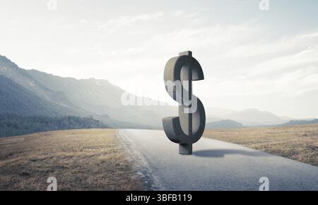 Money making and wealth concept presented by stone dollar symbol Stock ...