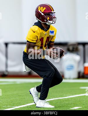 Washington Commanders quarterback Josh Johnson (14) during a training ...