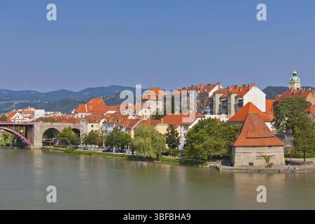 Skyline of Maribor city embankment in the sunny day, Slovenia Stock ...