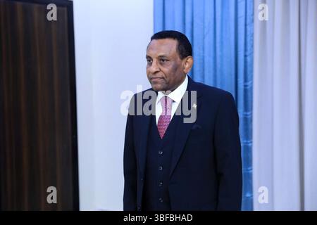 Transitional Prime Minister of Sudan Kamil El-Tayeb Idris addresses the ...