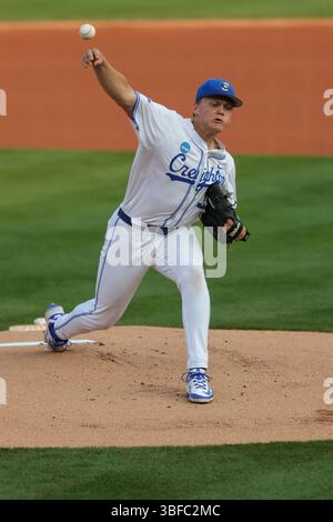 May 31, 2025: Creighton pitcher Shane Curtin (30) begins his wind up on ...