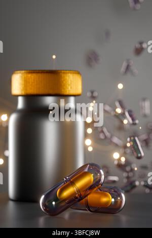 Pill Bottle Black 3D Rendering Stock Photo - Alamy