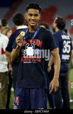 Munich, Germany May 31, 2025: Desire Doue of PSG score the goal and ...
