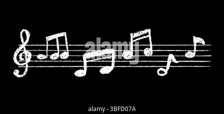 Charcoal scribble music notation. Handwritten pop design with colorful ...