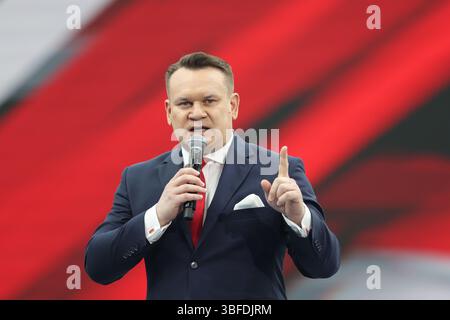 Polish member of the European Parliament Dominik Tarczynski gives a ...
