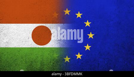 Flag of the European Union with The Republic of the Niger National flag ...