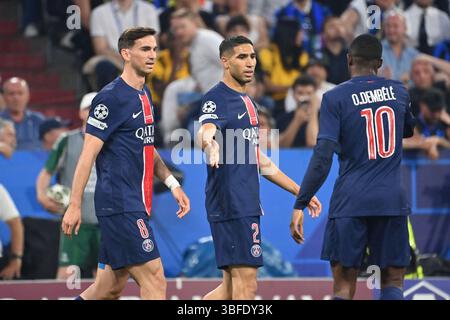 from left Achraf Hakimi (PSG), Alejandro Grimaldo, Edmond Tapsoba ...