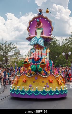 The Ariel little mermaid car at the Festival of Fantasy Parade at ...