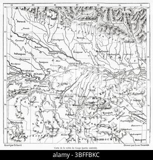 World Map of The GANGES RIVER Valley & Delta: India, Nepal, Bengal ...