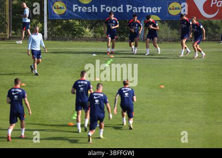 Lovro Majer, Nikola Moro and Josip Stanisic of Croatia during the FIFA ...