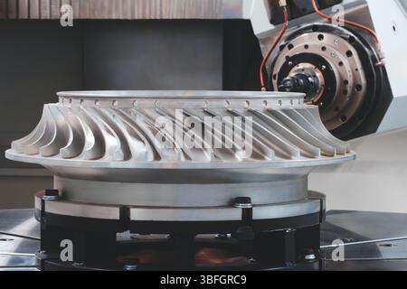 CNC modern milling machine produces a metal detail industrial concept ...