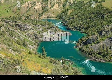 buffalo rapids on the flathead river in a canyon near polson, montana ...