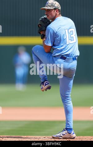 June 1, 2025: Bluejays pitcher Jack Pineau (13) prepares to deliver a ...