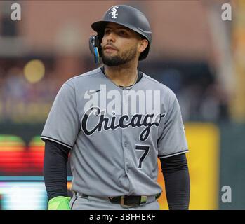 Chicago White Sox catcher Edgar Quero, left, celebrates with relief ...
