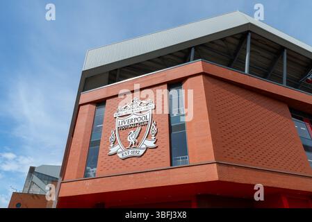 The crest or logo of Liverpool Football Club, Anfield Stadium Stock ...