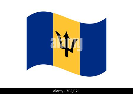 Flag of Barbados. Barbados wavy flag digital vector illustration ...