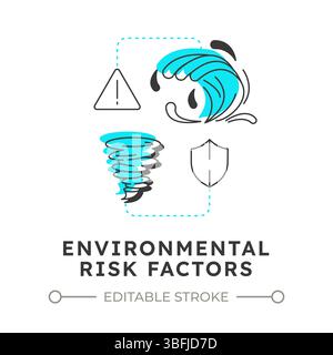 Environmental risk factors flat outline concept icon Stock Vector Image ...