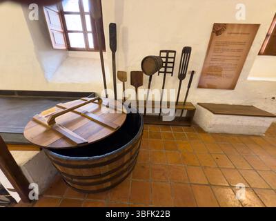 Wooden vats & implements in the old brewery in the Convent of San ...