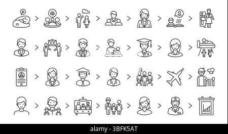 Life Journey Icon Set – Growth, Path, Progress, and Personal ...