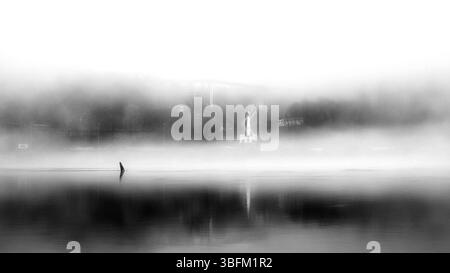 The thick fog lends an air of mystery to the scene Stock Photo - Alamy