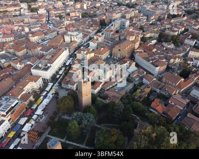 Aerial drone view of Rovigo city center, Veneto, showcasing the ...