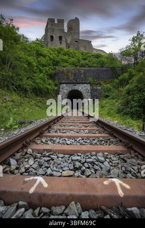 Landscape around the Loewenburg. Beautiful historic castle ruins on the ...