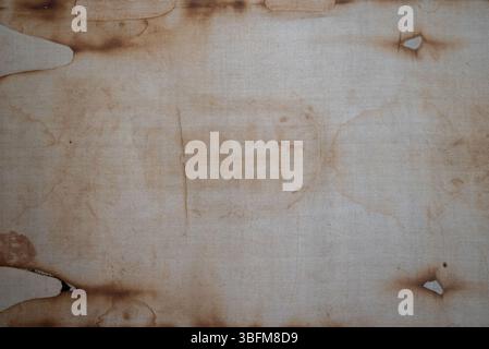 Close up detail of a copy of the Shroud of Turin on display at the St ...
