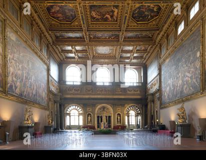 Interior of the Salone dei Cinquecento, a vast Renaissance hall in the ...