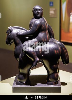 Man on Horseback, a sculpture by Fernando Botero in the Botero Plaza in ...