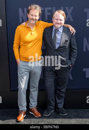 Rian Johnson and Ram Bergman attend the EE British Academy Film Awards ...