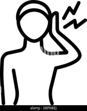 Acute ear pain outline icon. Otitis symptom line sign. Inflammation ...