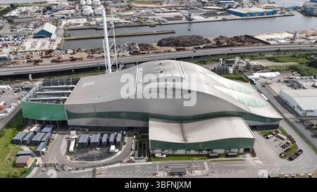 aerial view of Viridor Trident Park, Waste management service power generation project, Cardiff ...