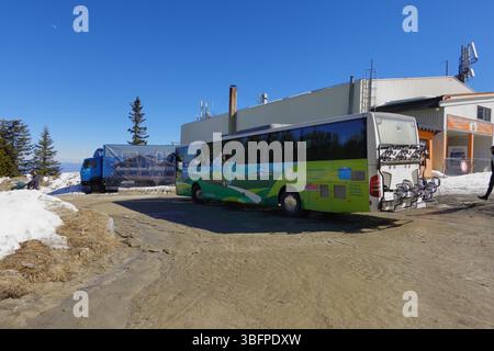 Buses to Aleko hut Stock Photo - Alamy