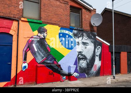 Alisson Becker graffiti art mural in Liverpool, close to the Anfield ...